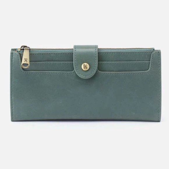 Bags | Nwt New Hobo Dunn Continental Wallet Bottle Green Vintage Hide ...